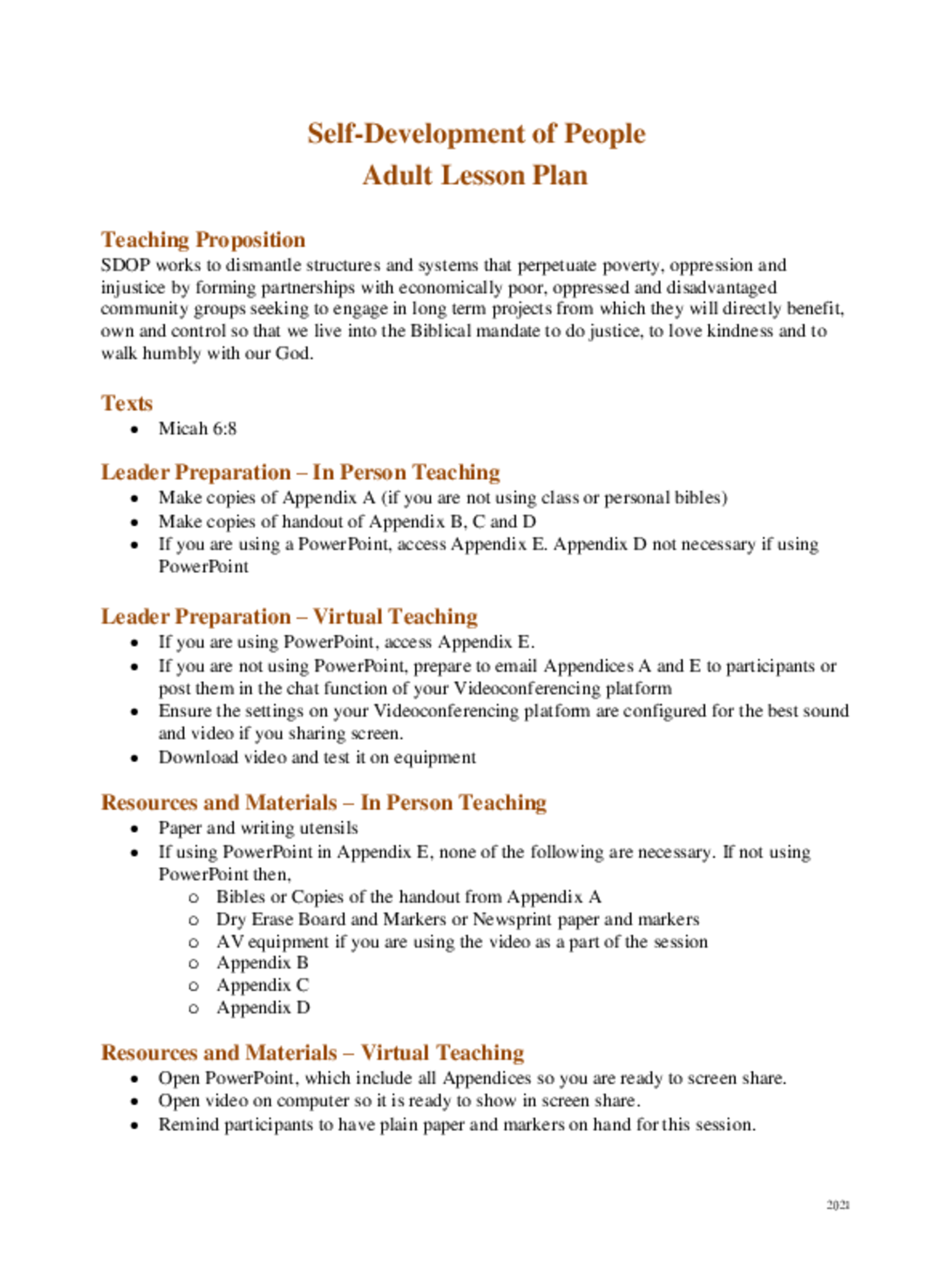 SDOP Adult Lesson Plan for Church and Varied Settings | Presbyterian ...