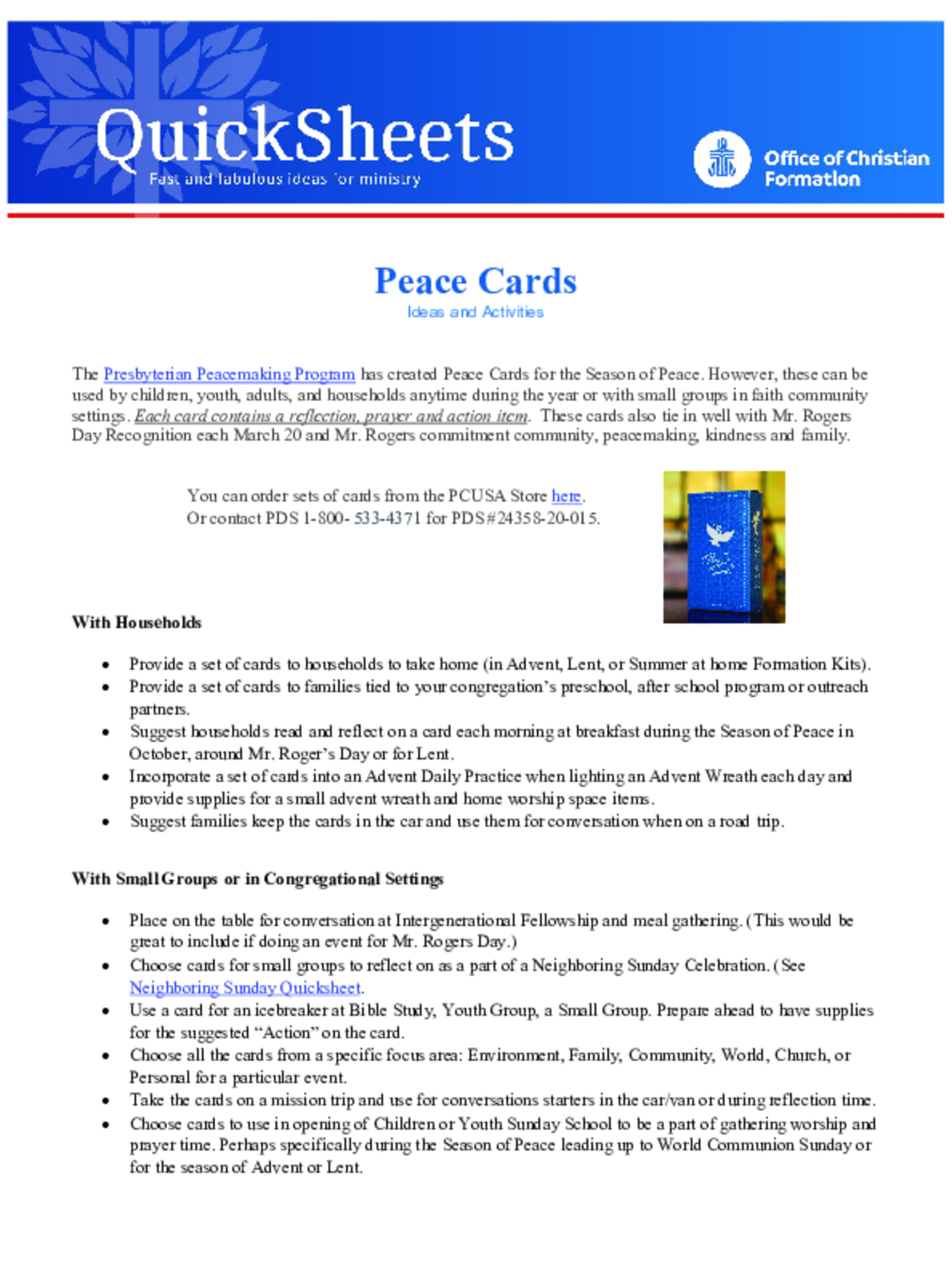 Peace Cards: Ideas and Activities | Presbyterian Church (U.S.A.)