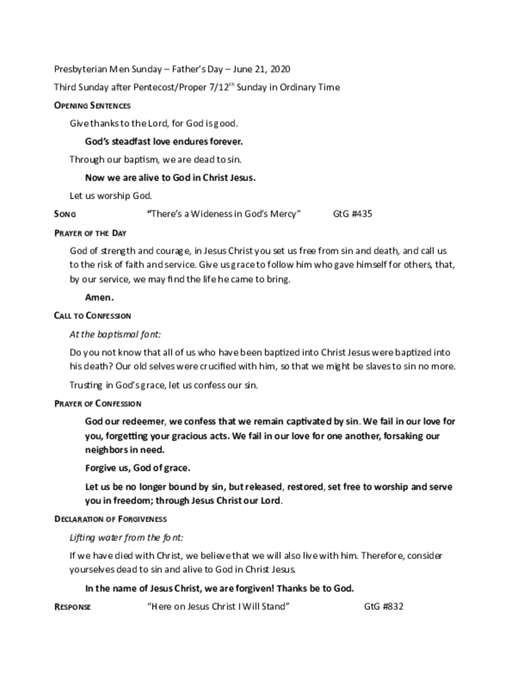 Presbyterian Men Sunday Order of Worship | Presbyterian Church (U.S.A.)