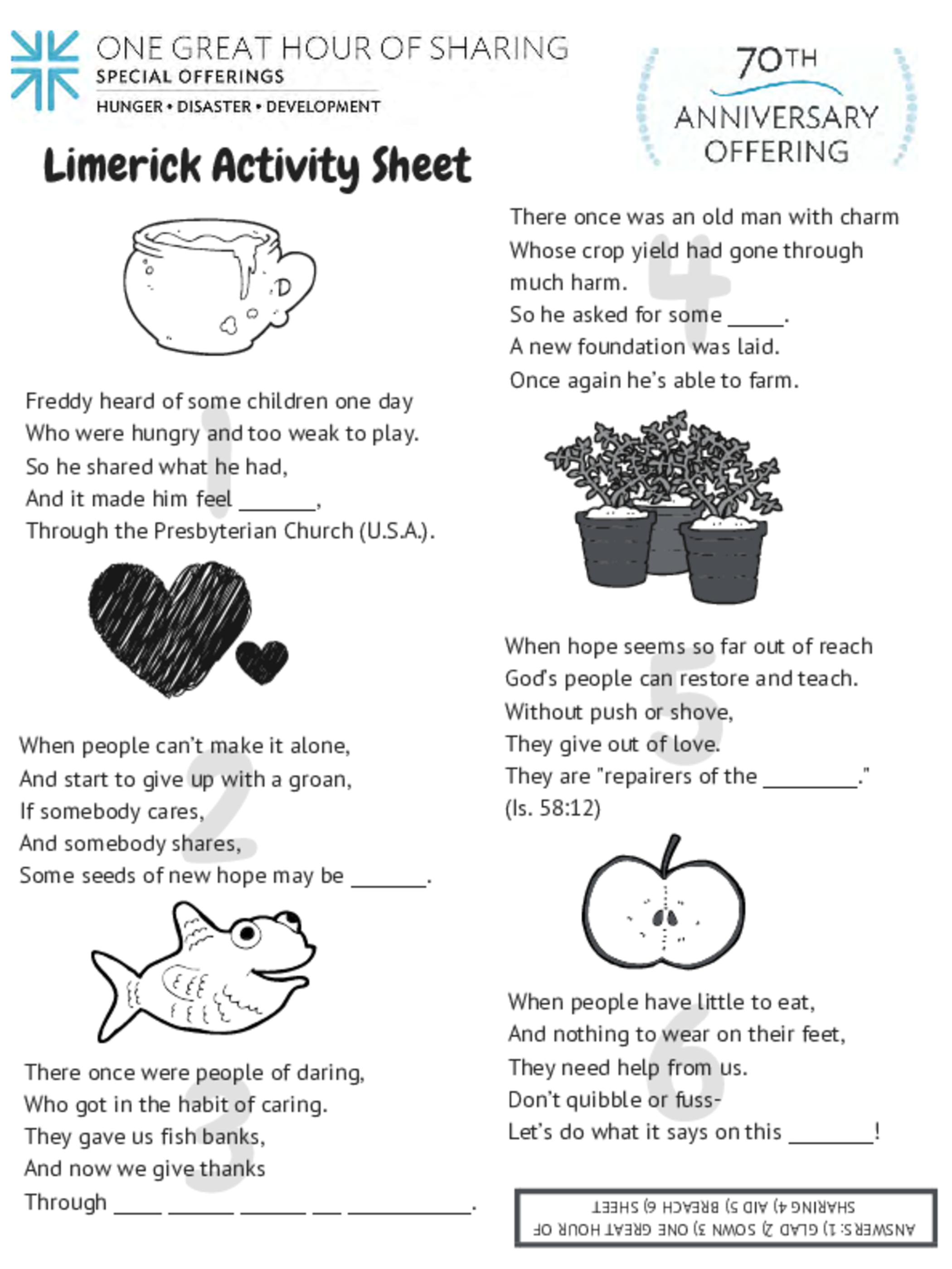 OGHS Limerick Activity Sheet | Presbyterian Church (U.S.A.)