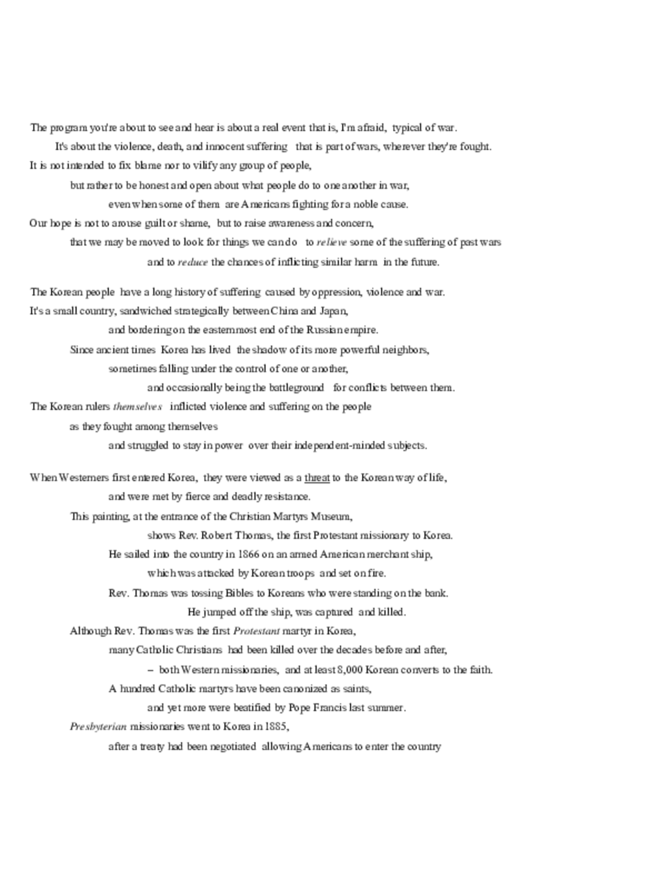 Script, No Gun Ri Presentation | Presbyterian Church (U.S.A.)