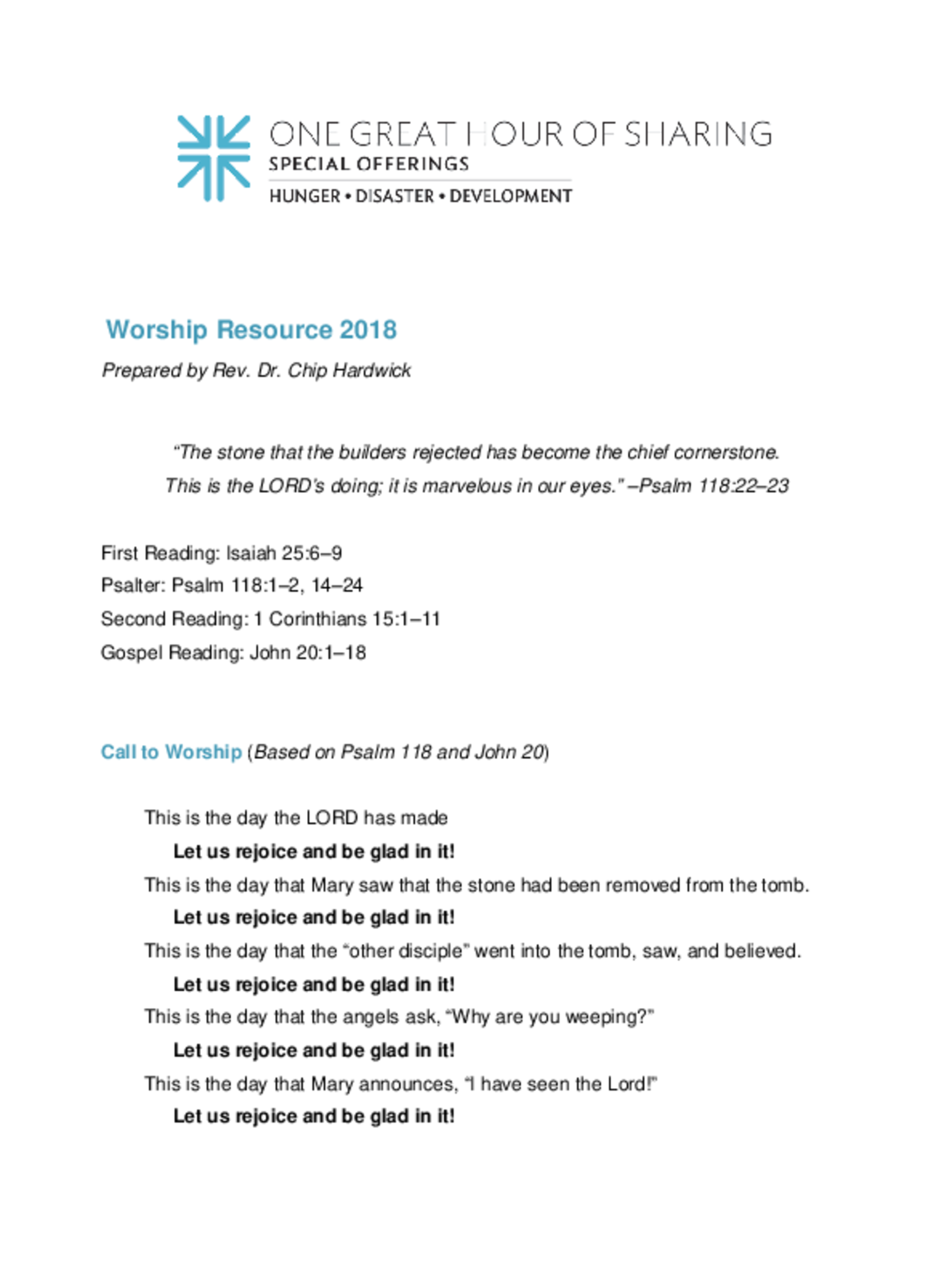 One Great Hour of Sharing Worship Resources | Presbyterian Church (U.S.A.)