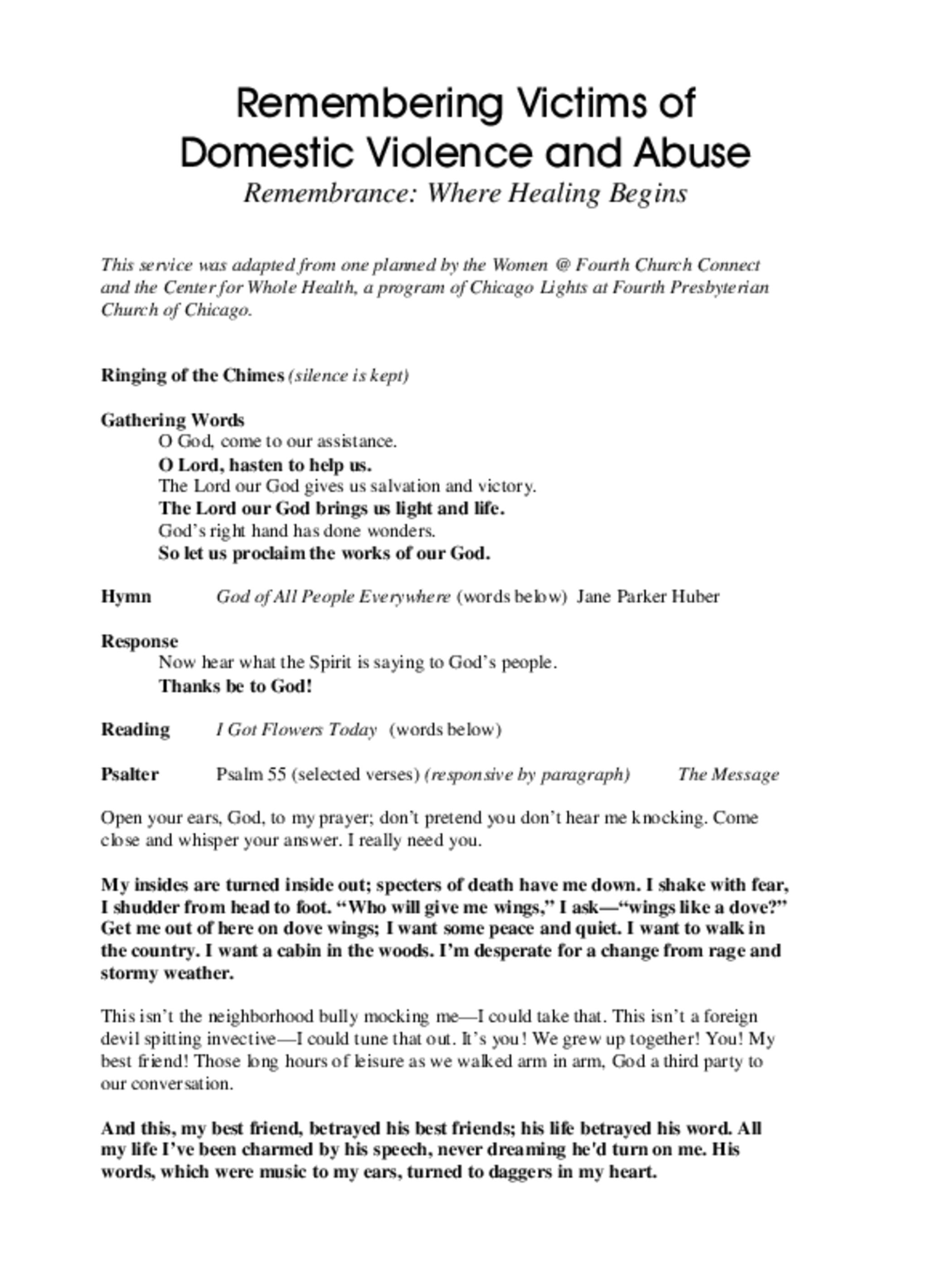 Remembering victims of domestic violence and abuse | Presbyterian Church (U.S.A.)