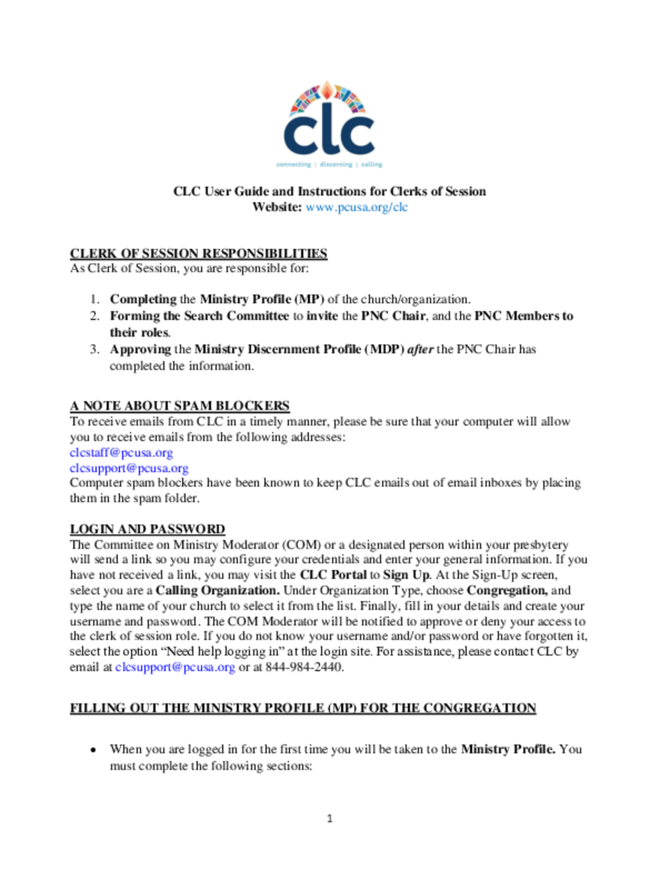 CLC User Guide for Clerks of Session | Presbyterian Church (U.S.A.)