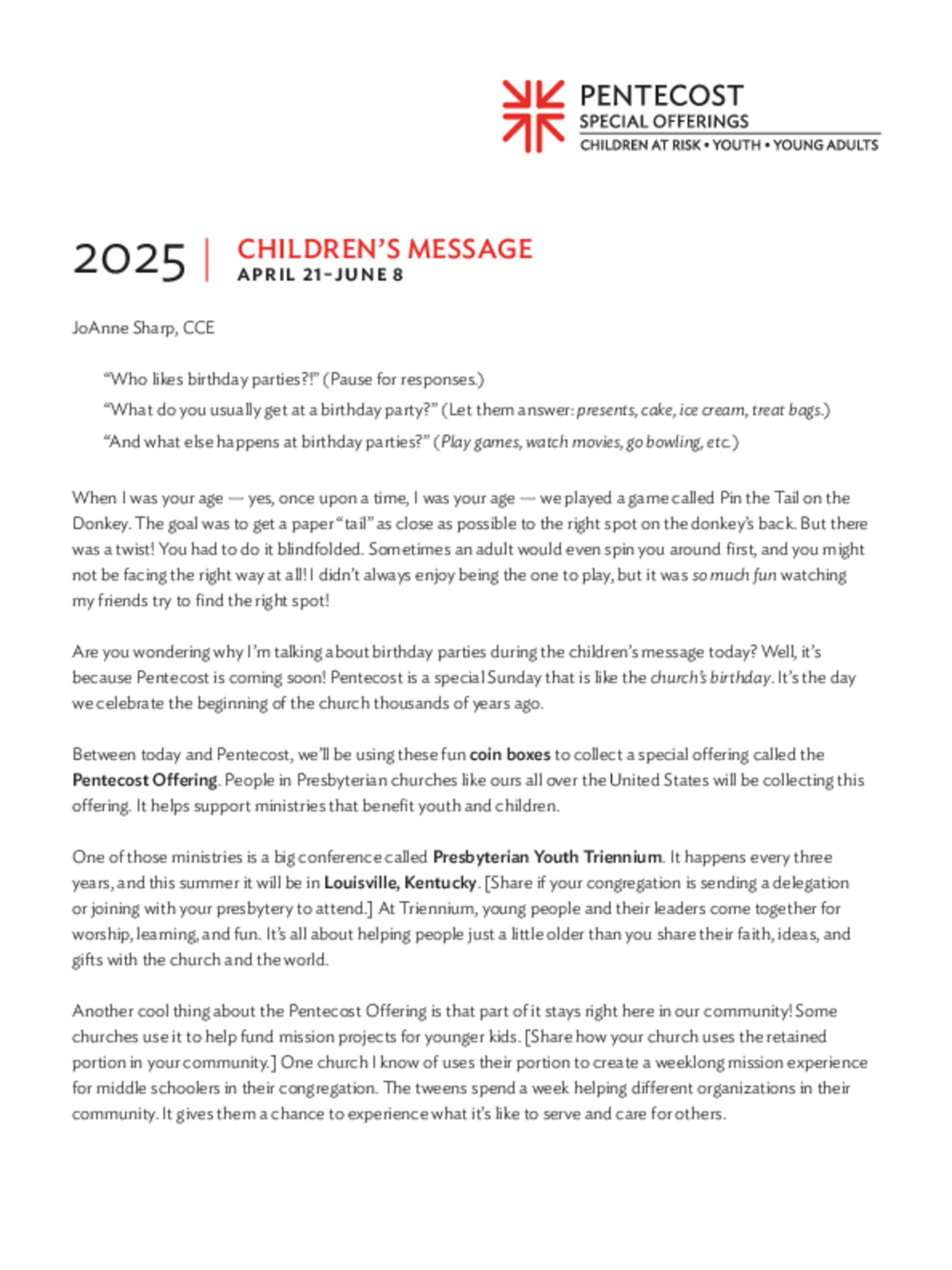 Children's Message PO2025 | Presbyterian Church (U.S.A.)