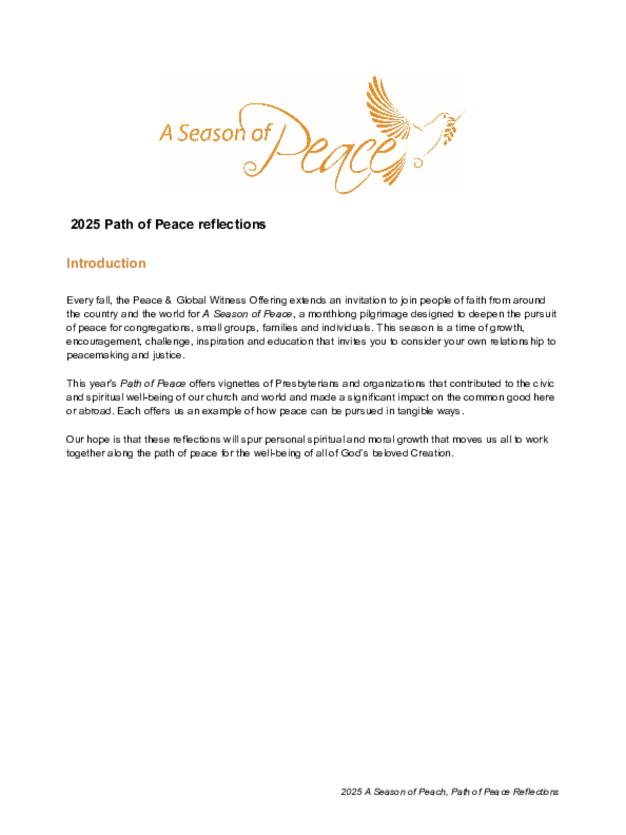 A Season of Peace Daily Devotional 2025 | Presbyterian Church (U.S.A.)