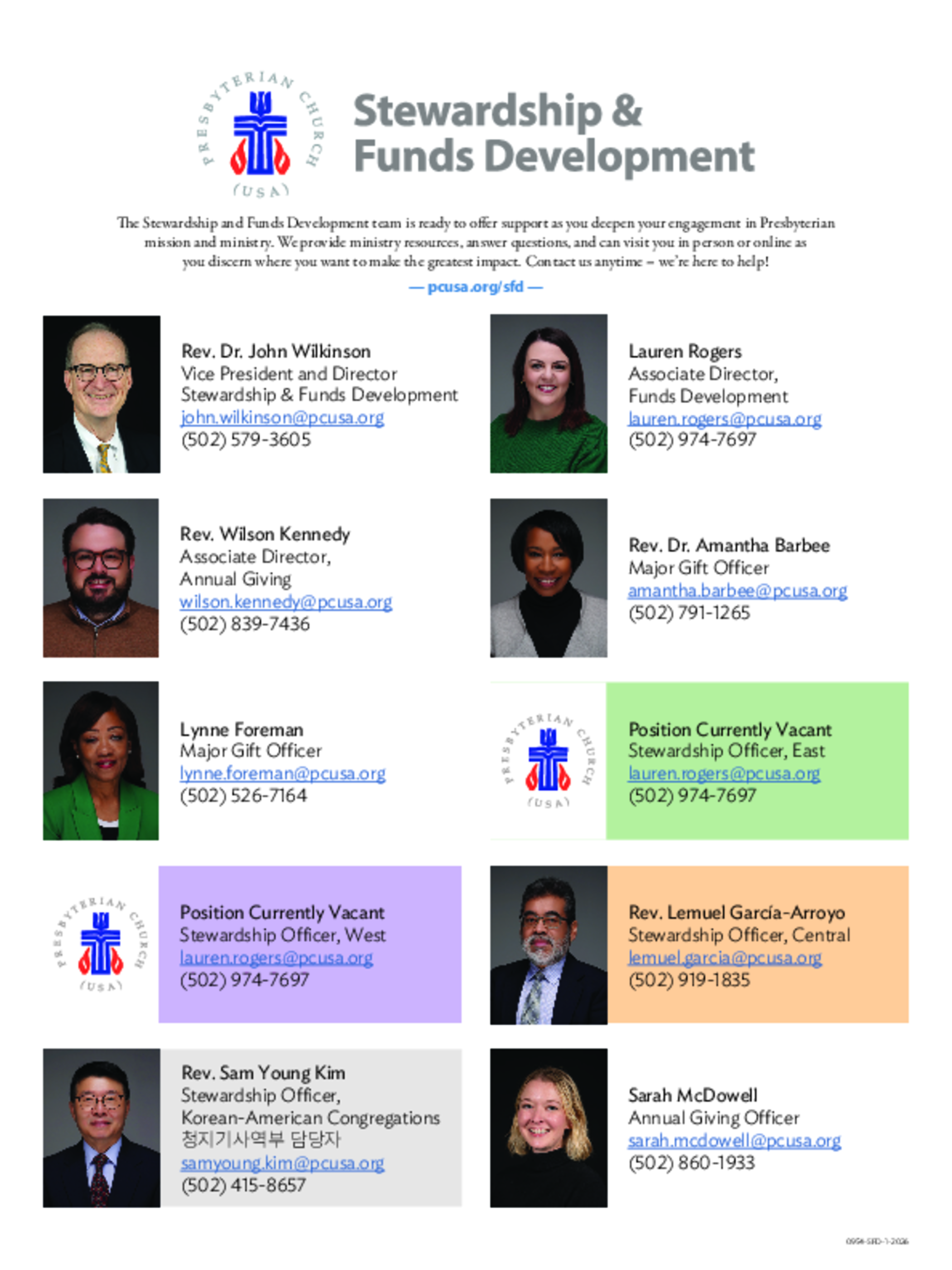 Stewardship & Funds Development Directory and Map | Presbyterian Church ...