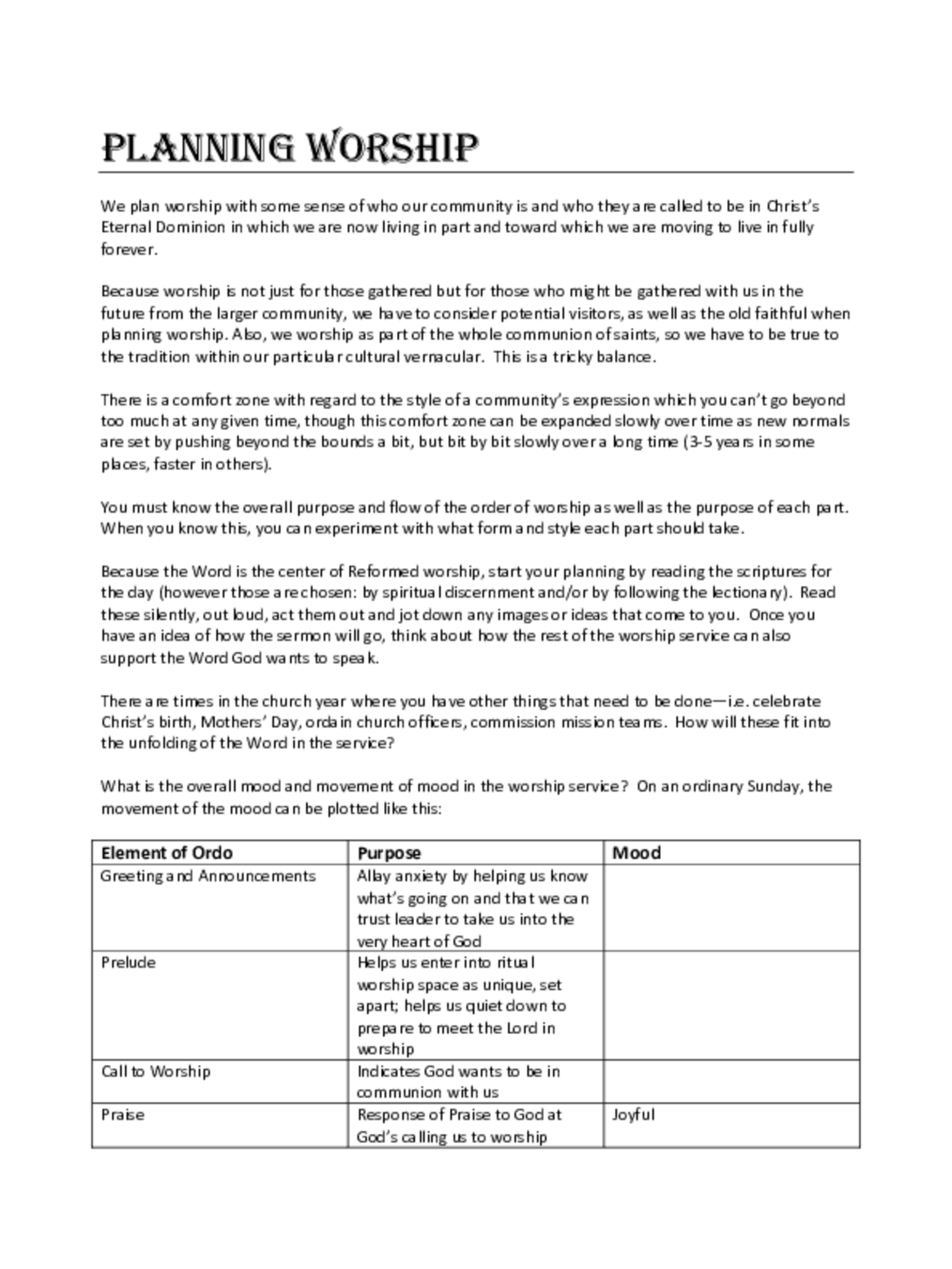 Planning Worship | Presbyterian Church (U.S.A.)