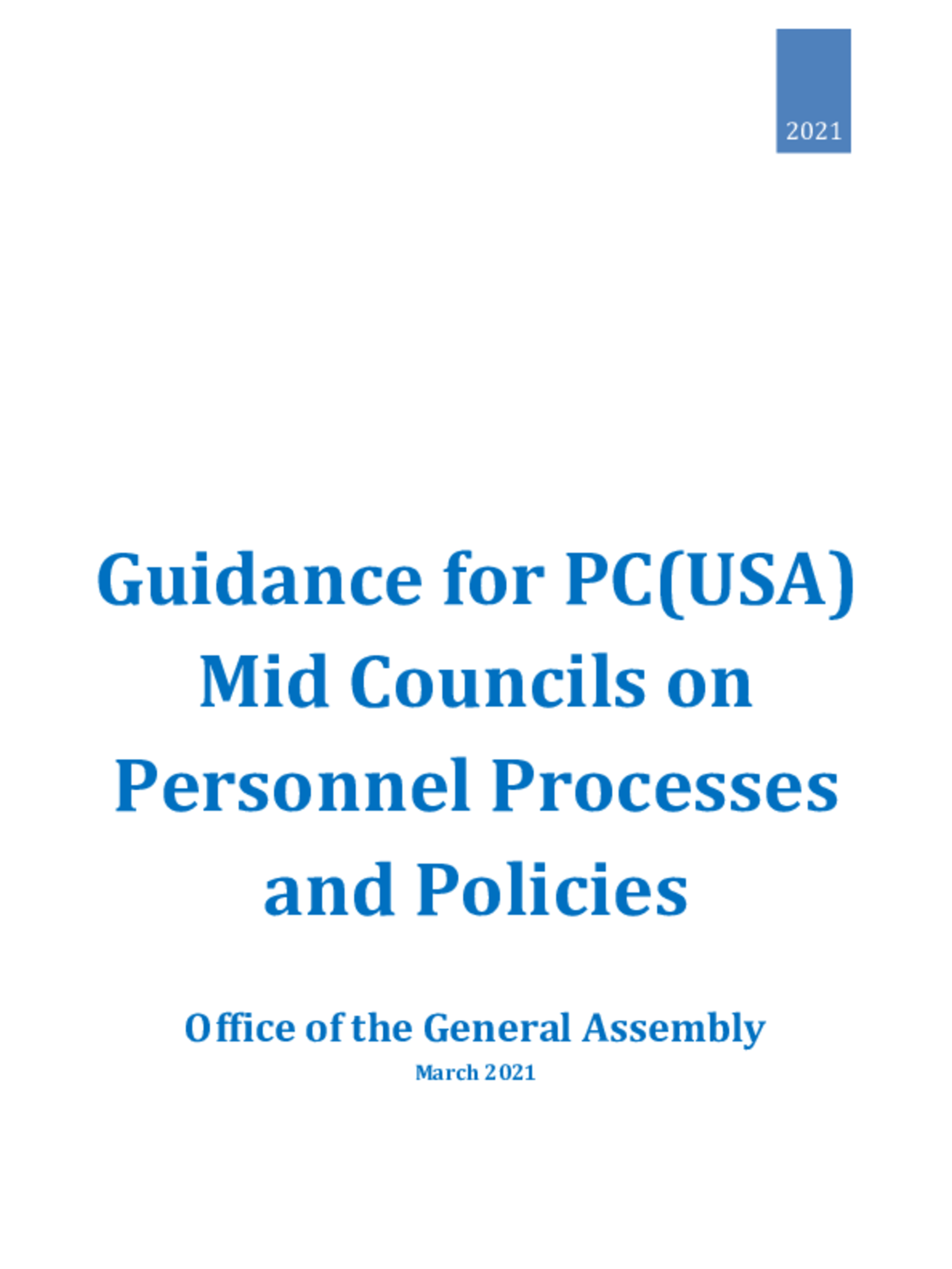 Guidance for PC(USA) Mid Councils on Personnel Processes and Policies ...