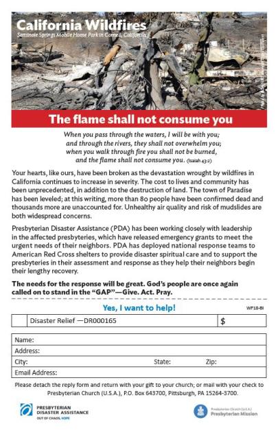 California Wildfires Bulletin Insert | Presbyterian Church (U.S.A.)